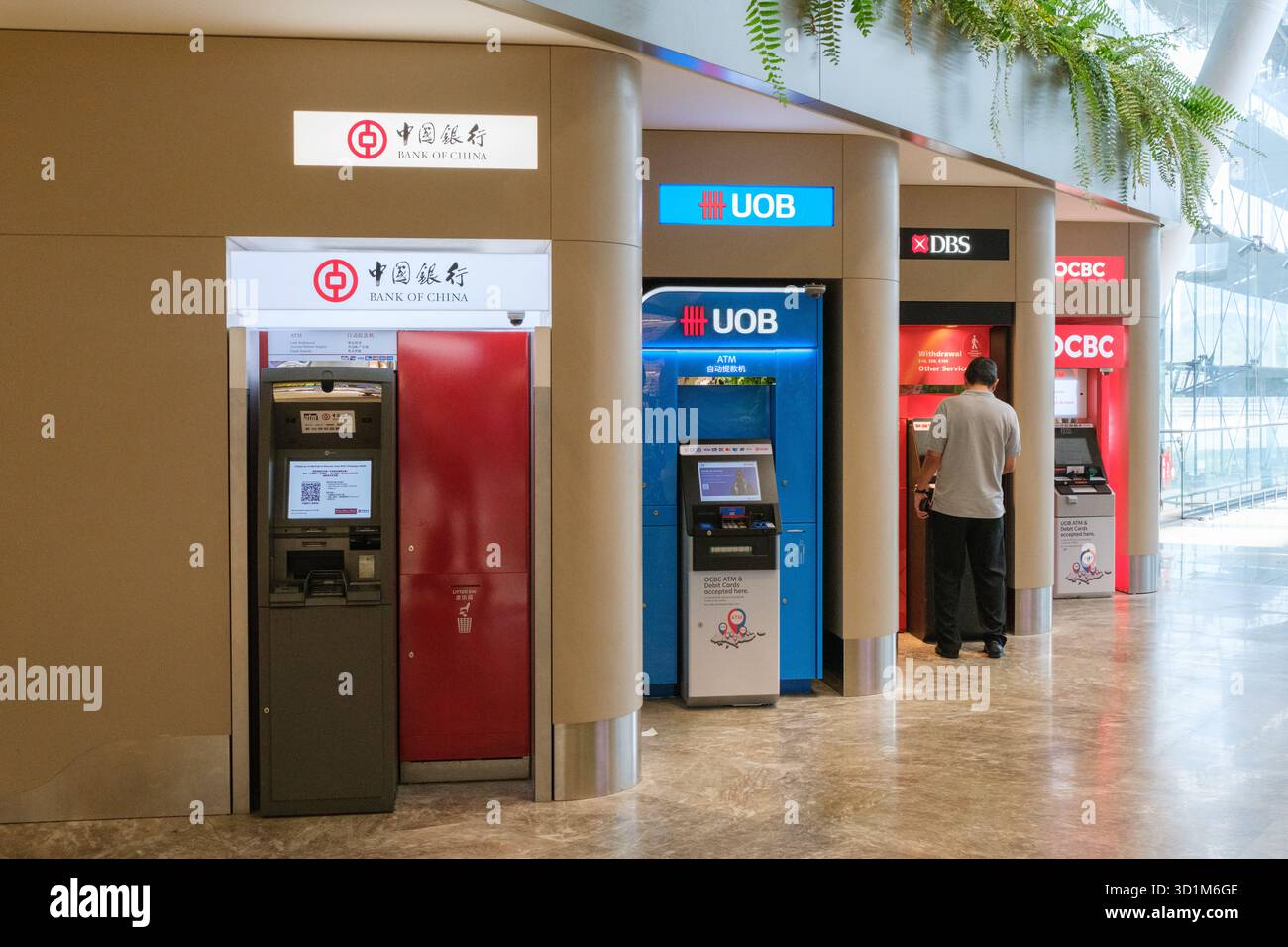 Automated teller machines in Changi Airport feature various banks ...