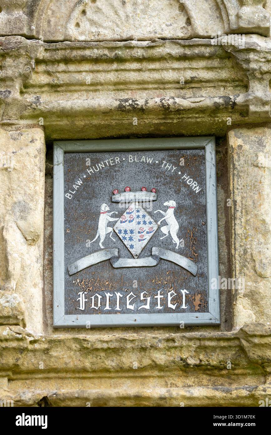 Clan Forrester Coat of arms above an entrance to Torwood Castle ...