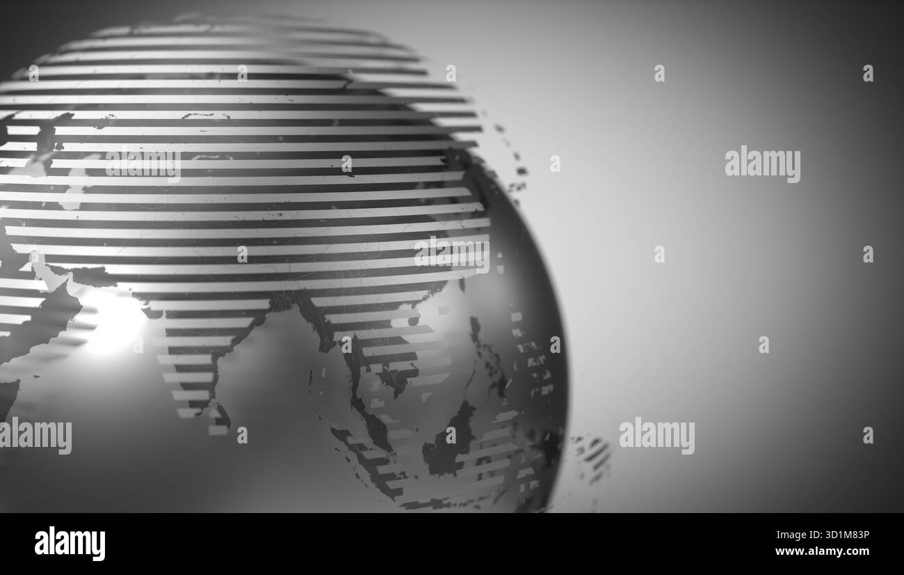 Geometrical world map, Asia side - 3D illustration Stock Photo - Alamy