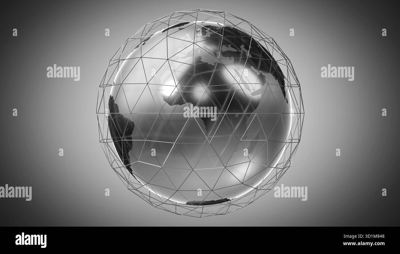 Geometrical world map wireframe hi-res stock photography and images - Alamy