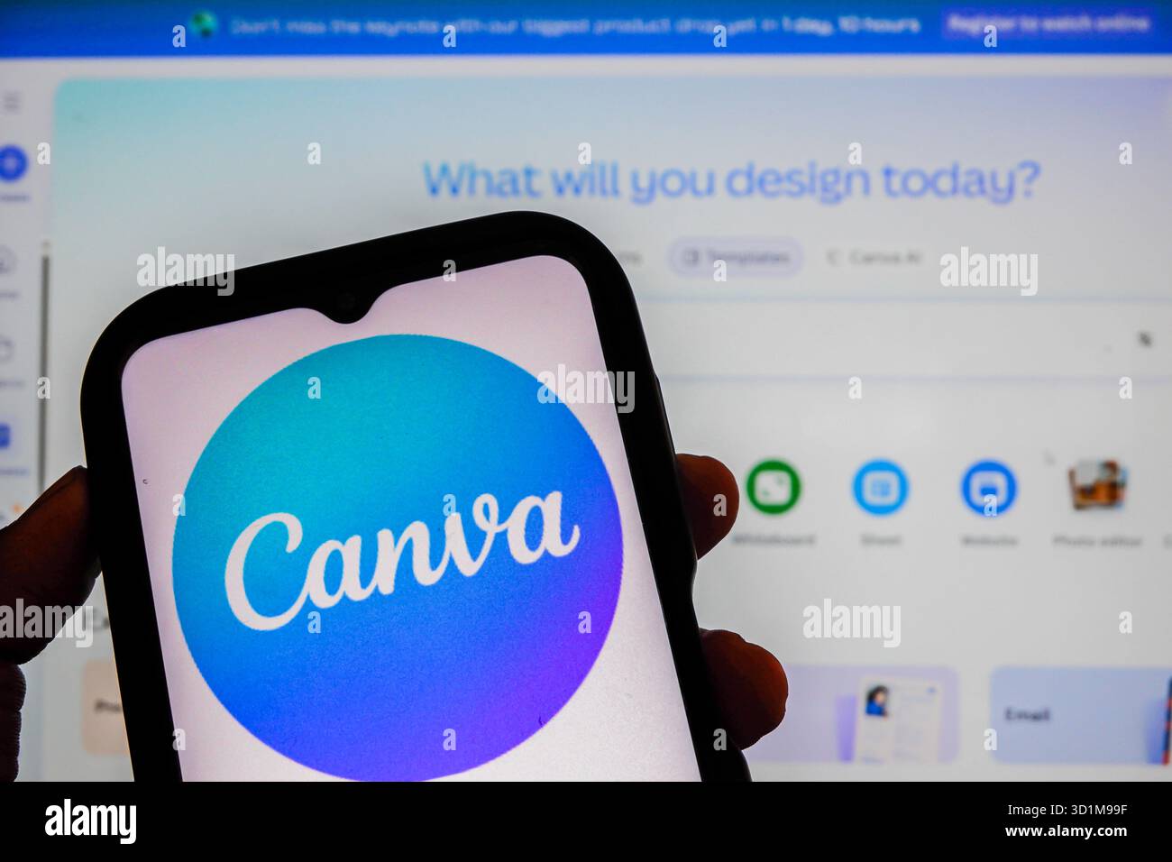 In this photo illustration, Canva logo is displayed on a smartphone ...