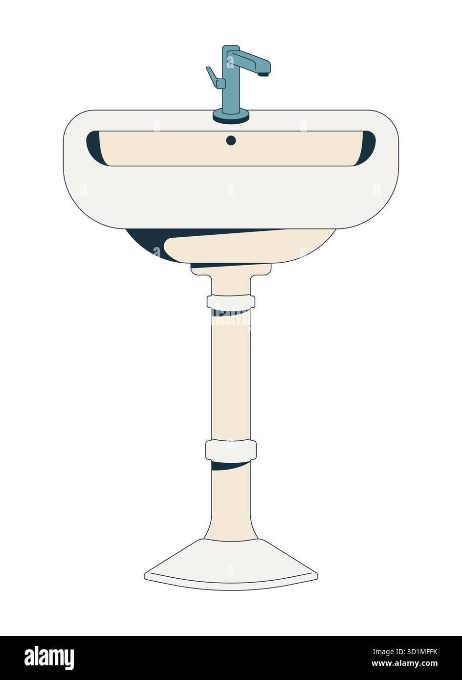 Pedestal sink with modern faucet 2D cartoon object Stock Vector Image ...