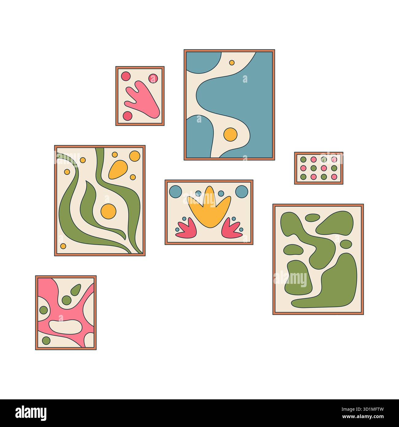 Framed abstract wall art pieces 2D cartoon object Stock Vector Image ...