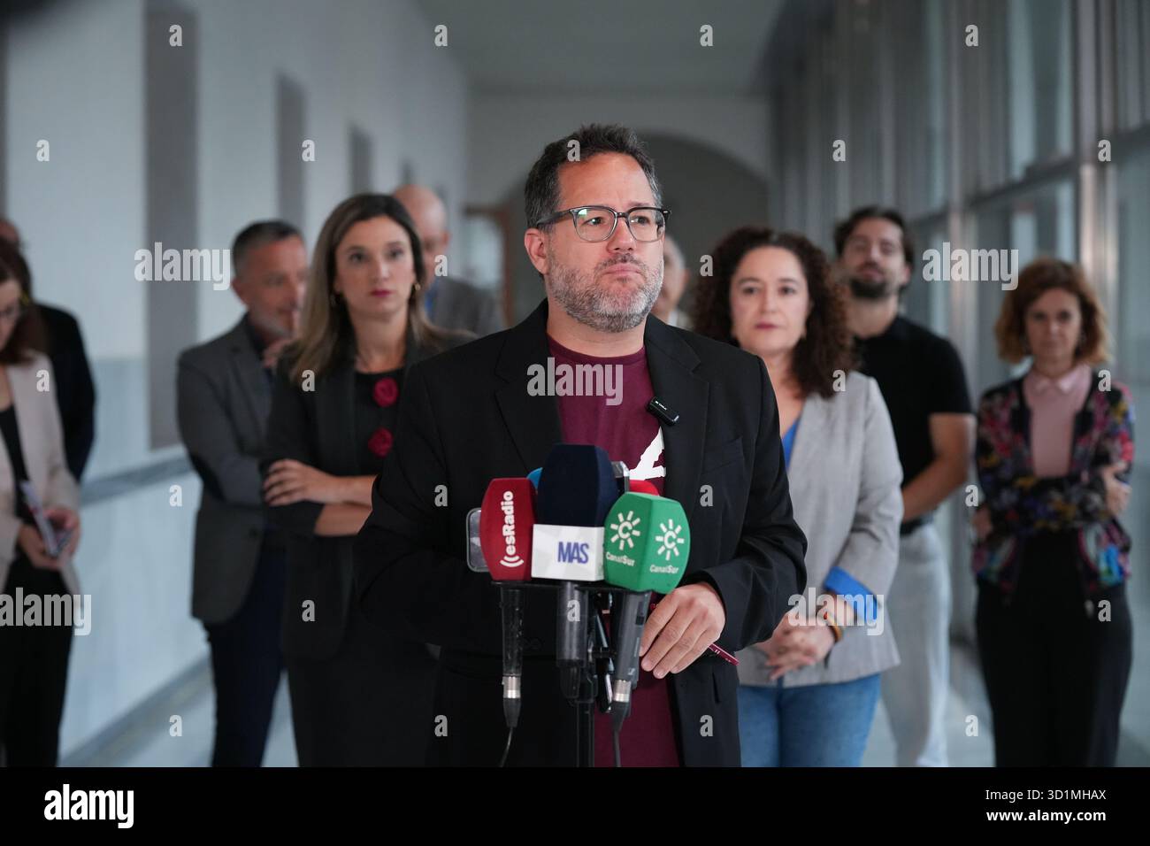 The parliamentary spokespersons of the PSOE-A, María Márquez (i ...