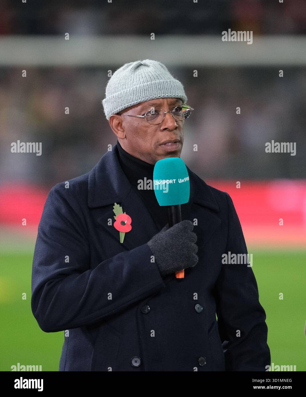Former footballer Ian Wright working for ITV sport as a pundit prior to ...