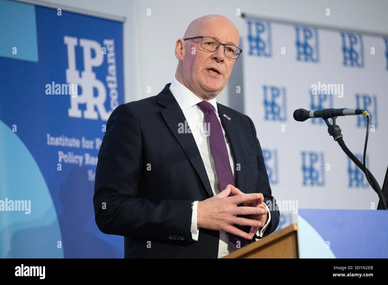 First Minister of Scotland John Swinney speaking at the IPPR Scotland ...