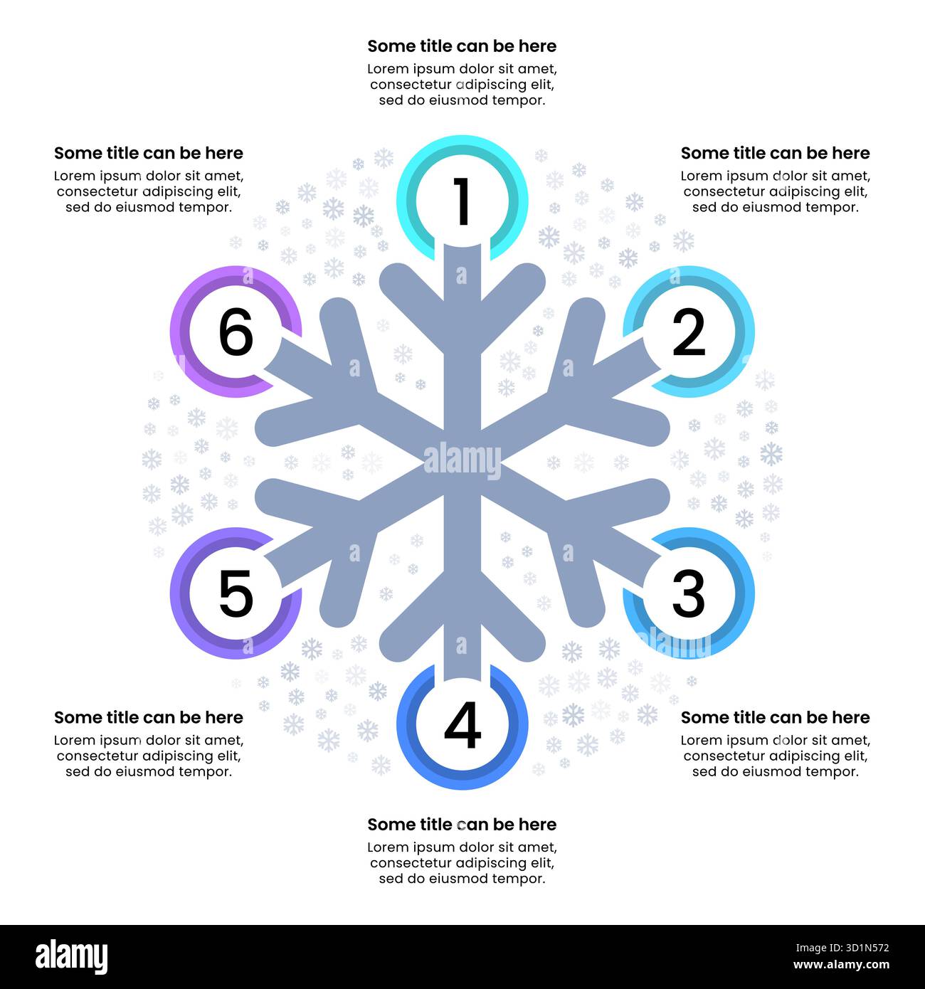 Infographic template with 6 options or steps. Snowflake. Can be used ...