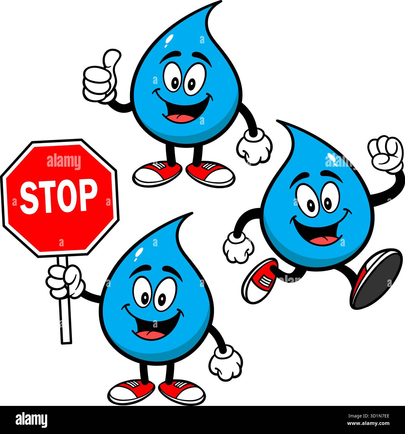 Water Drop Mascot Set 01, Hand Drawn illustrations of Water Drop ...