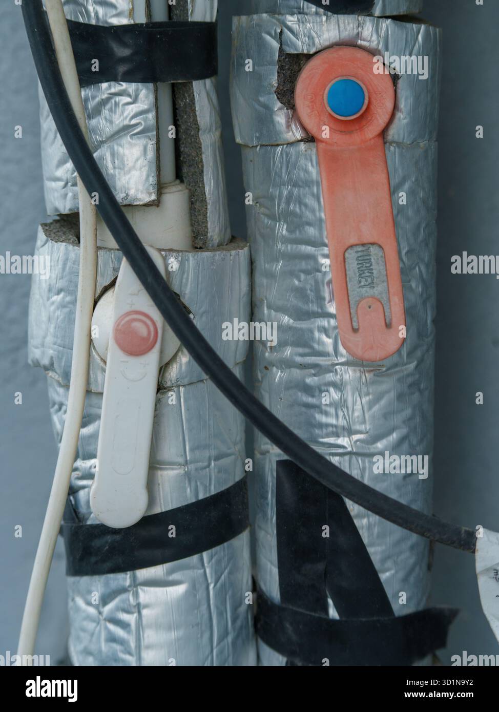 Insulated Pipes with Control Valves and Electrical Wiring Stock Photo ...