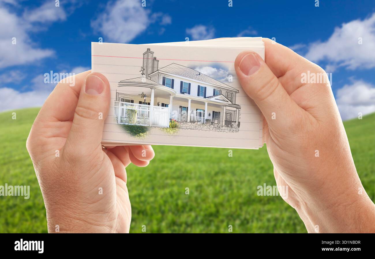 Male Hands Holding Stack of Flash Cards Stock Photo - Alamy