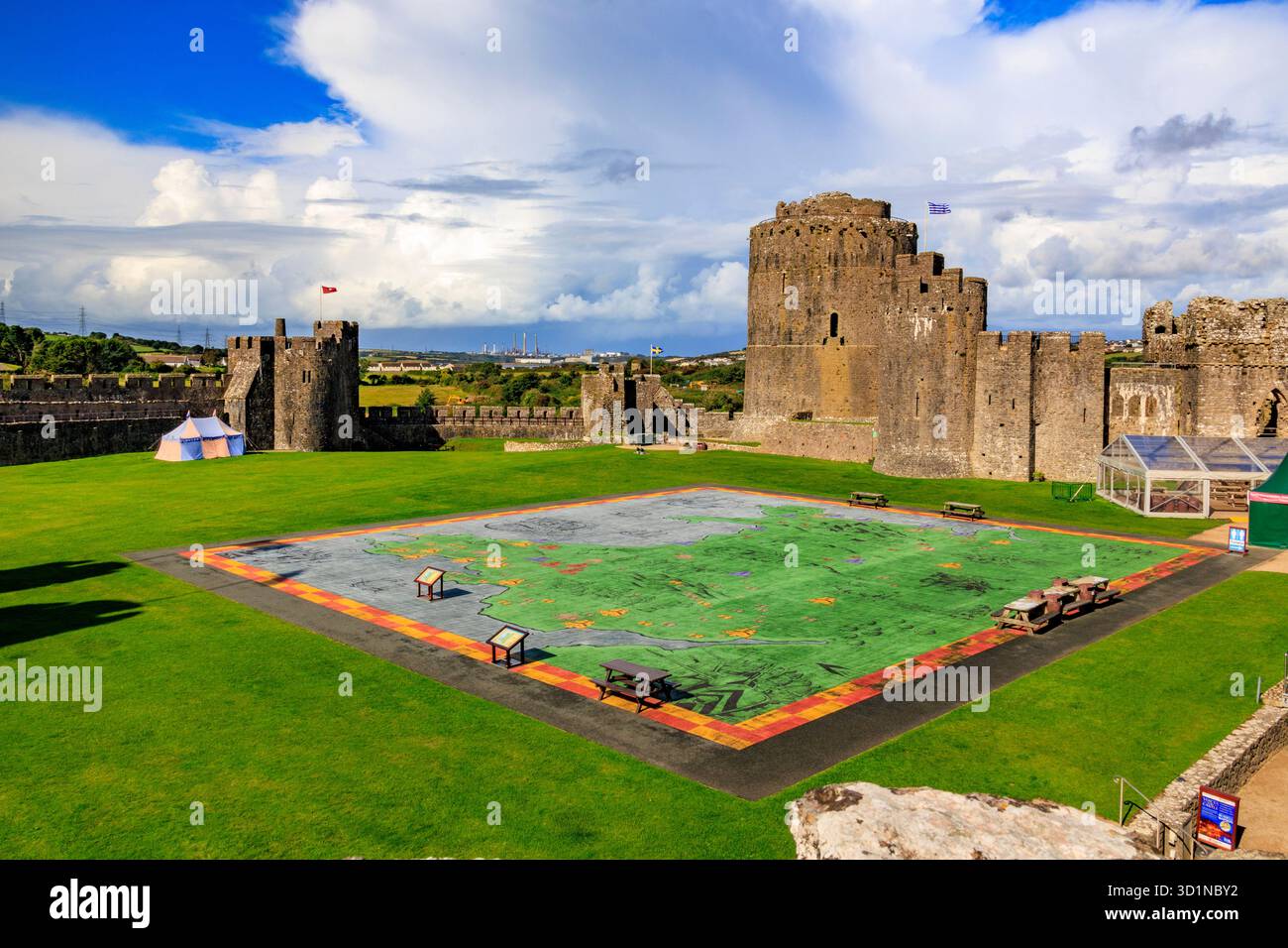 A large open-air map of Welsh castle locations in the Outer Ward of ...