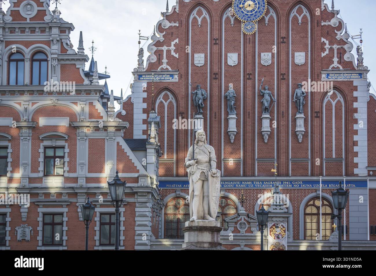Riga Latvia, The Roland Statue at Town Hall Square in Riga, Latvia, is ...