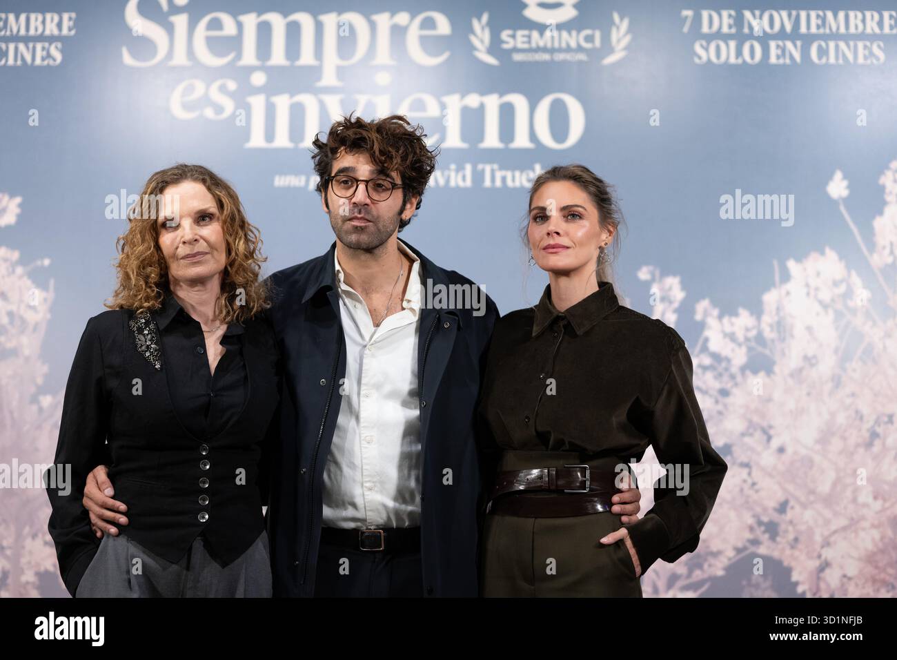 L-R) Isabelle Renauld, David Verdaguer and Amaia Salamanca poses at the ...