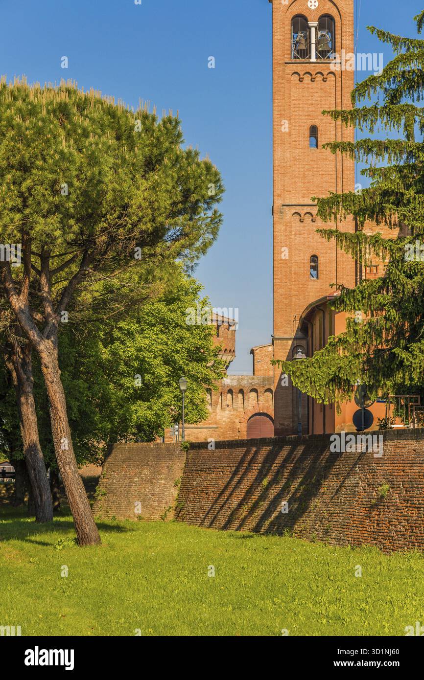 Medieval fortress and church tower of an Italian village Stock Photo ...