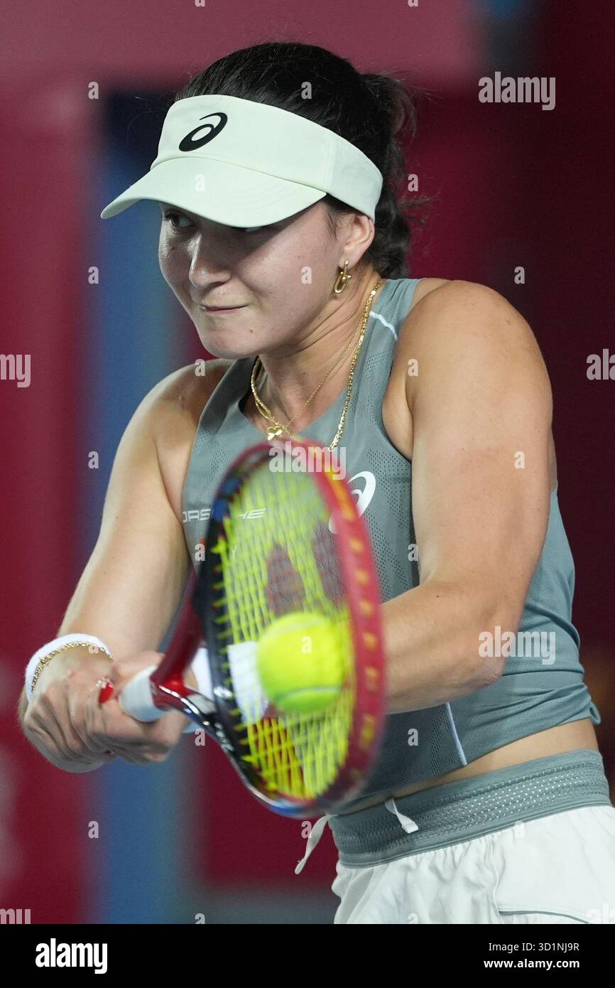 German tennis player Eva Lys during a match at the Hong Kong Tennis ...