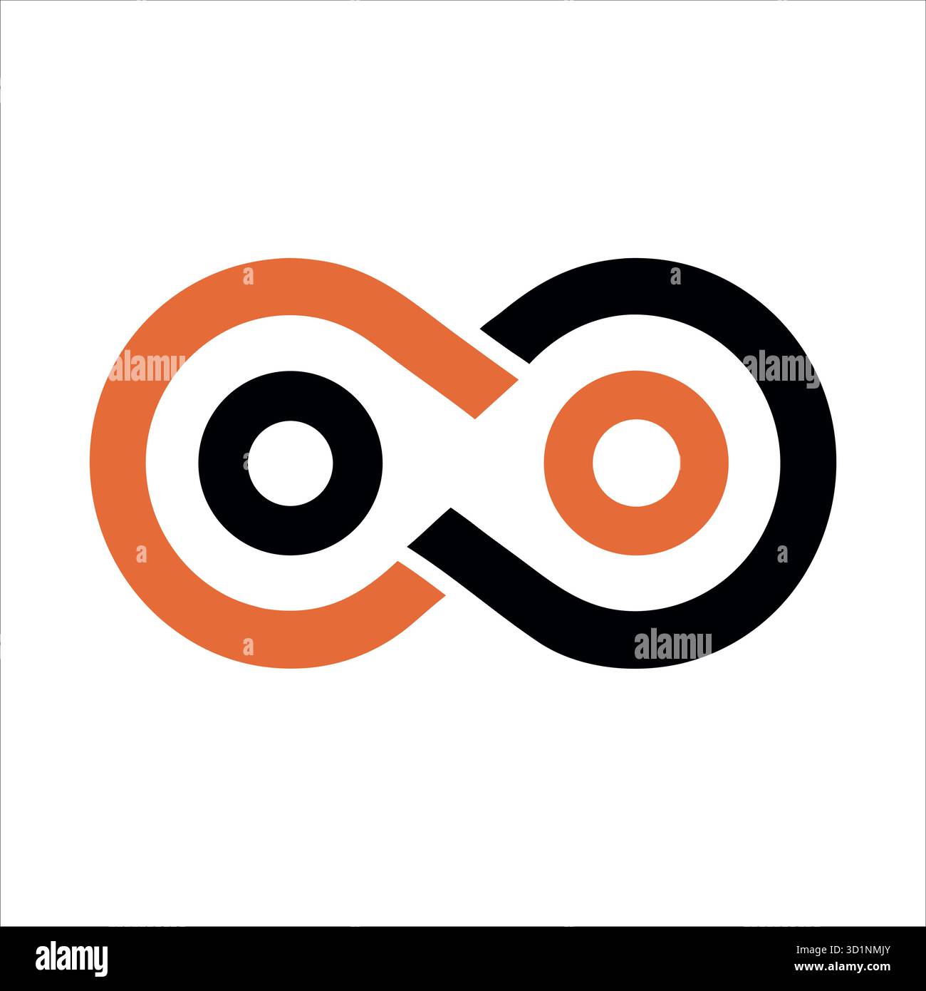 Modern Abstract Infinity Symbol – Orange and Black Interlocking Circles ...