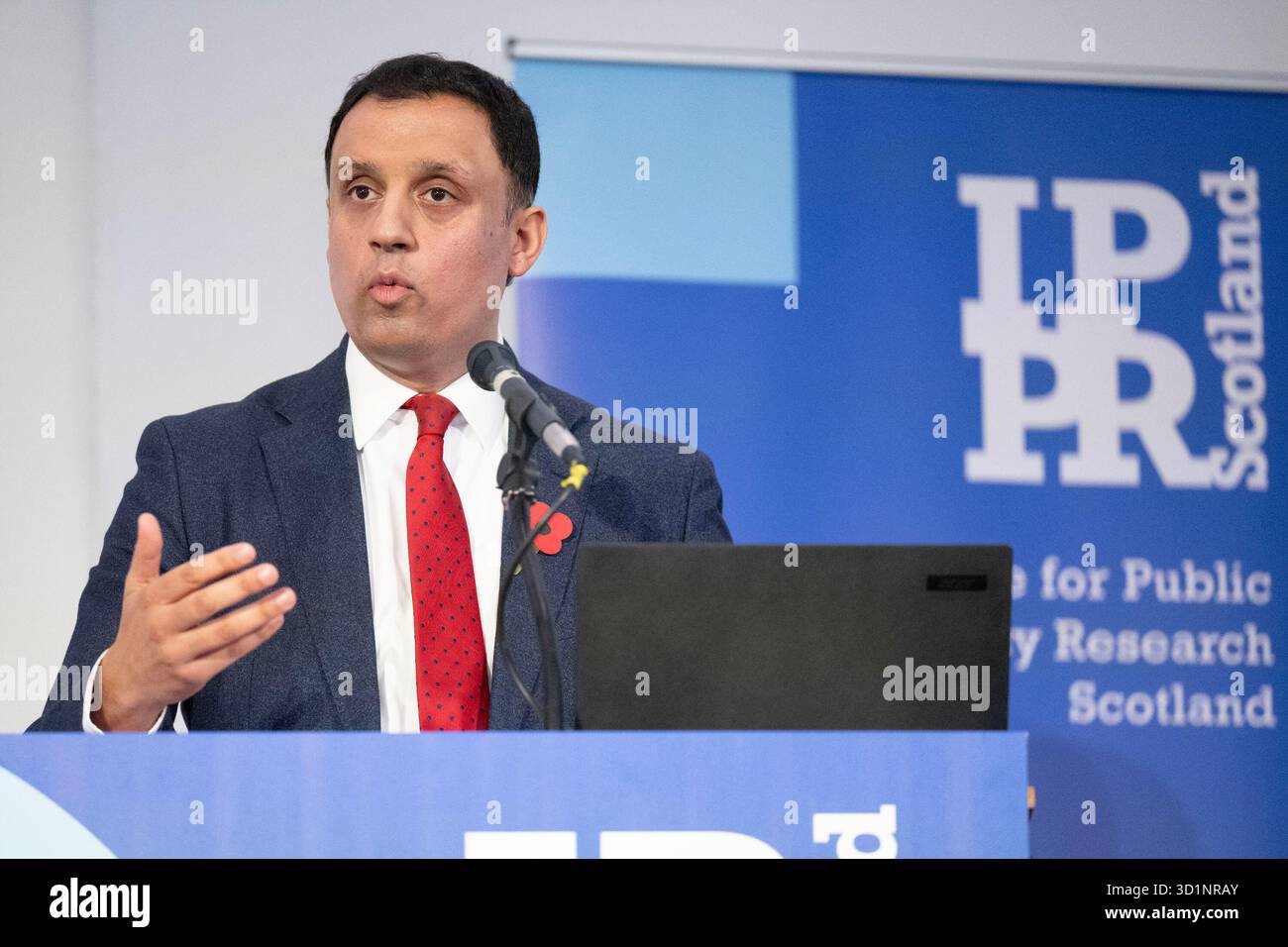 Scottish Labour leader Anas Sarwar speaking at the IPPR Scotland ...
