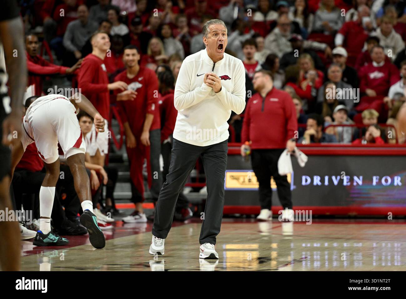 Arkansas coach John Calipari yells out to his team as they play ...