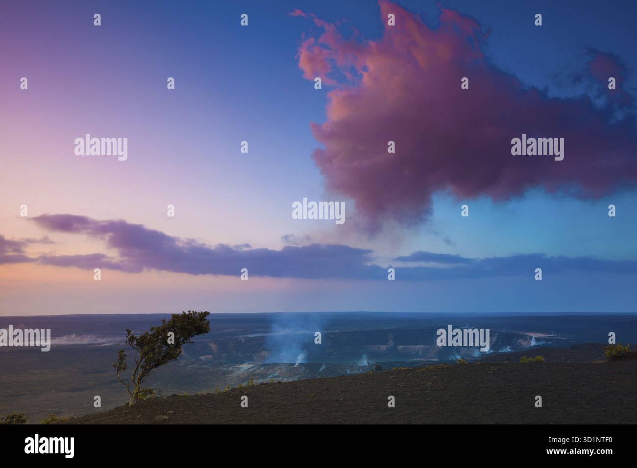 Volcano erupting at early sunrise at Hawaii Volcanoes National Park ...