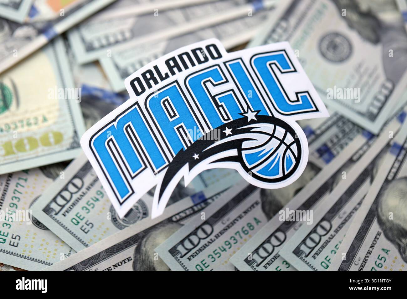 KYIV, UKRAINE - FEBRUARY 23, 2025 Orlando Magic basketball team badge ...