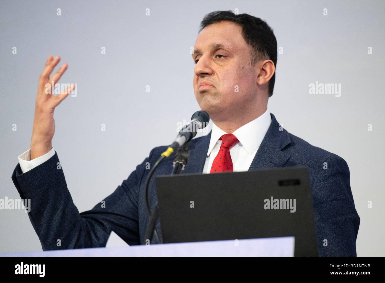 Scottish Labour leader Anas Sarwar speaking at the IPPR Scotland ...