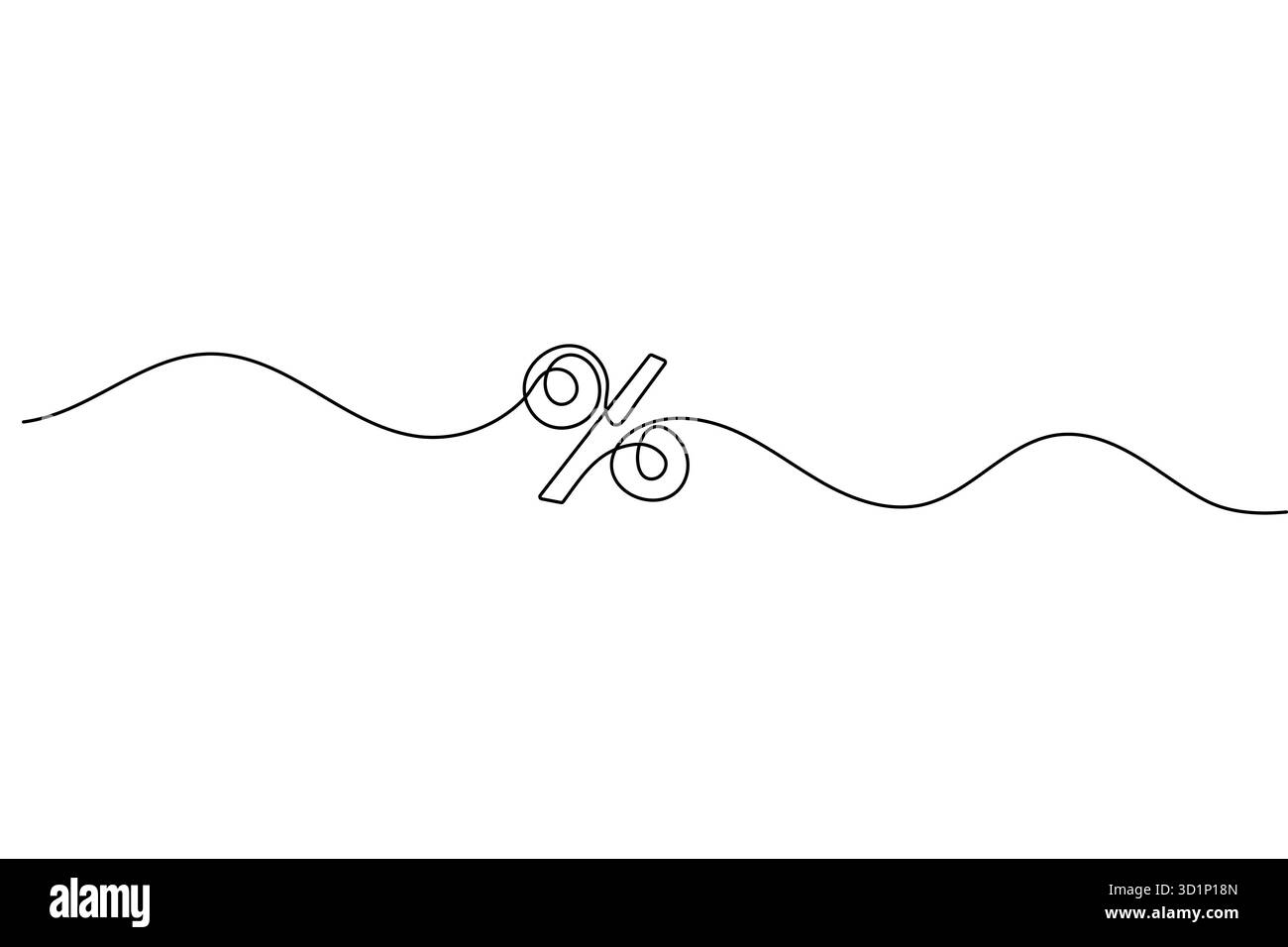 Percentage symbol one line drawing in modern minimalist outline vector ...