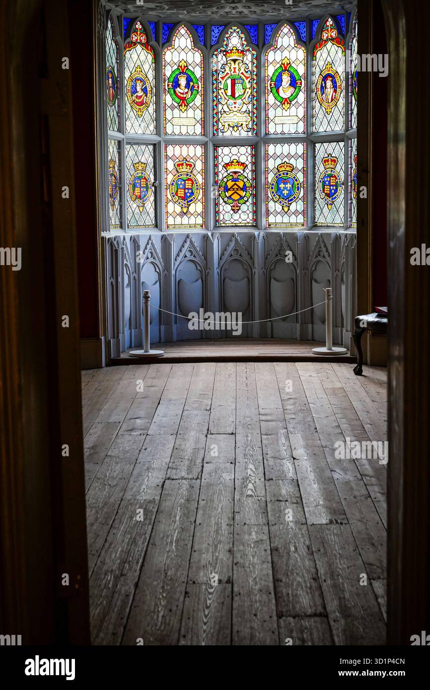 Stained Glass Window in Historic Gothic Revival Room Stock Photo - Alamy