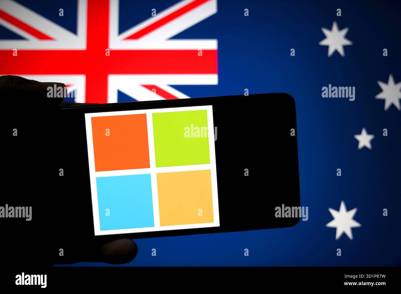 October 28, 2025, India: In this photo illustration, a Microsoft logo ...