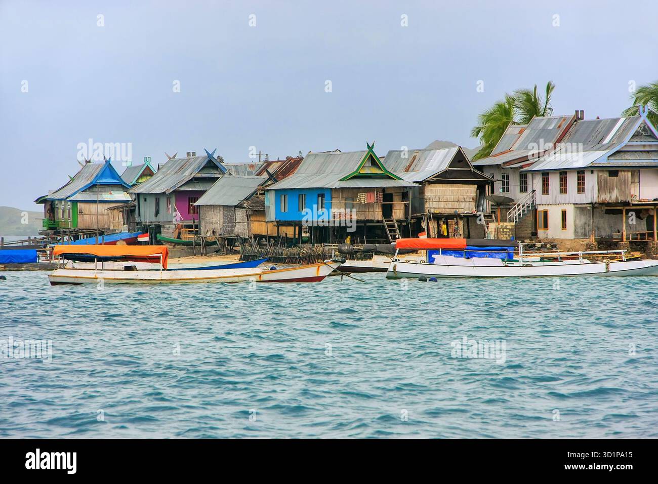 Typical village on small island in Komodo National Park, Nusa Tenggara ...
