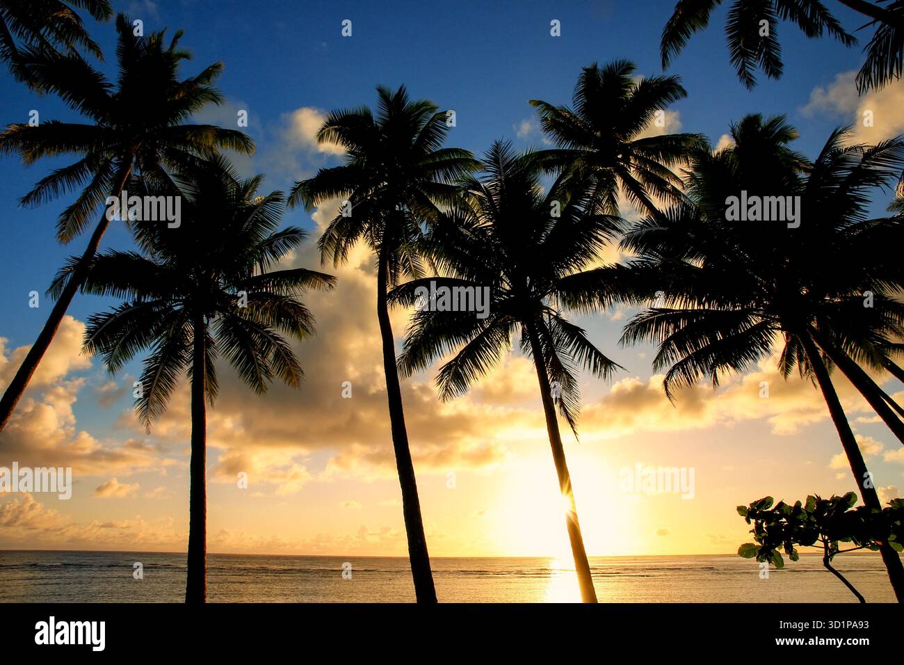 Colorful sunrise on the beach in Lavena village in Taveuni Island, Fiji ...