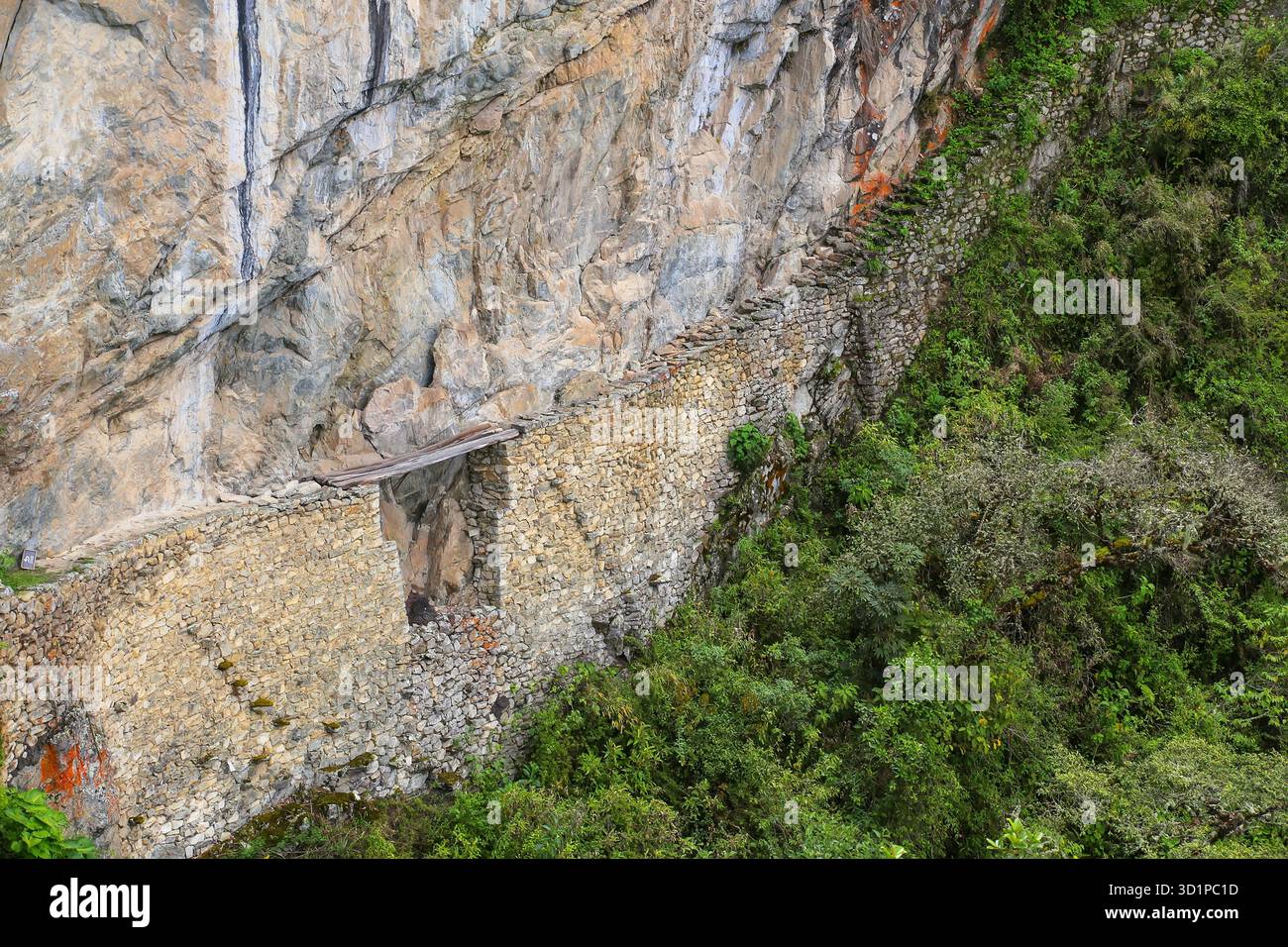 The Inca Bridge near Machu Picchu in Peru. This Bridge is a part of a ...