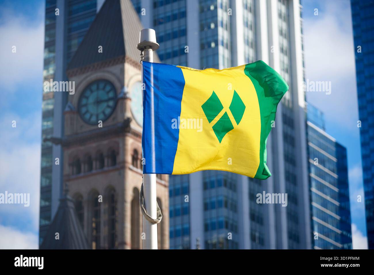 The St.Vincent flag on a flag pole at Toronto City Hall’s Nathan ...