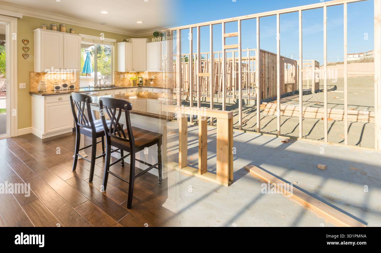 Transition of Beautiful New Home Kitchen From Framing To Completion ...