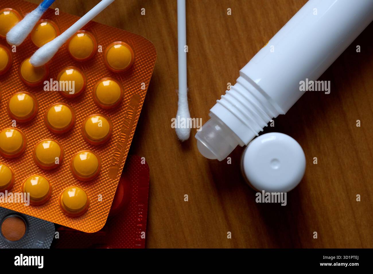 A collection of health items neatly arranged, highlighting daily care ...