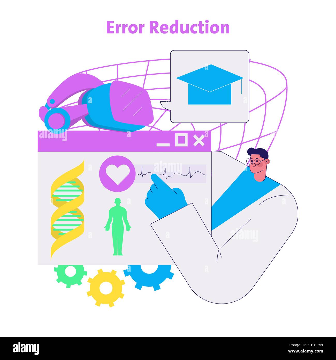 Vector illustration depicting a professional analyzing digital ...