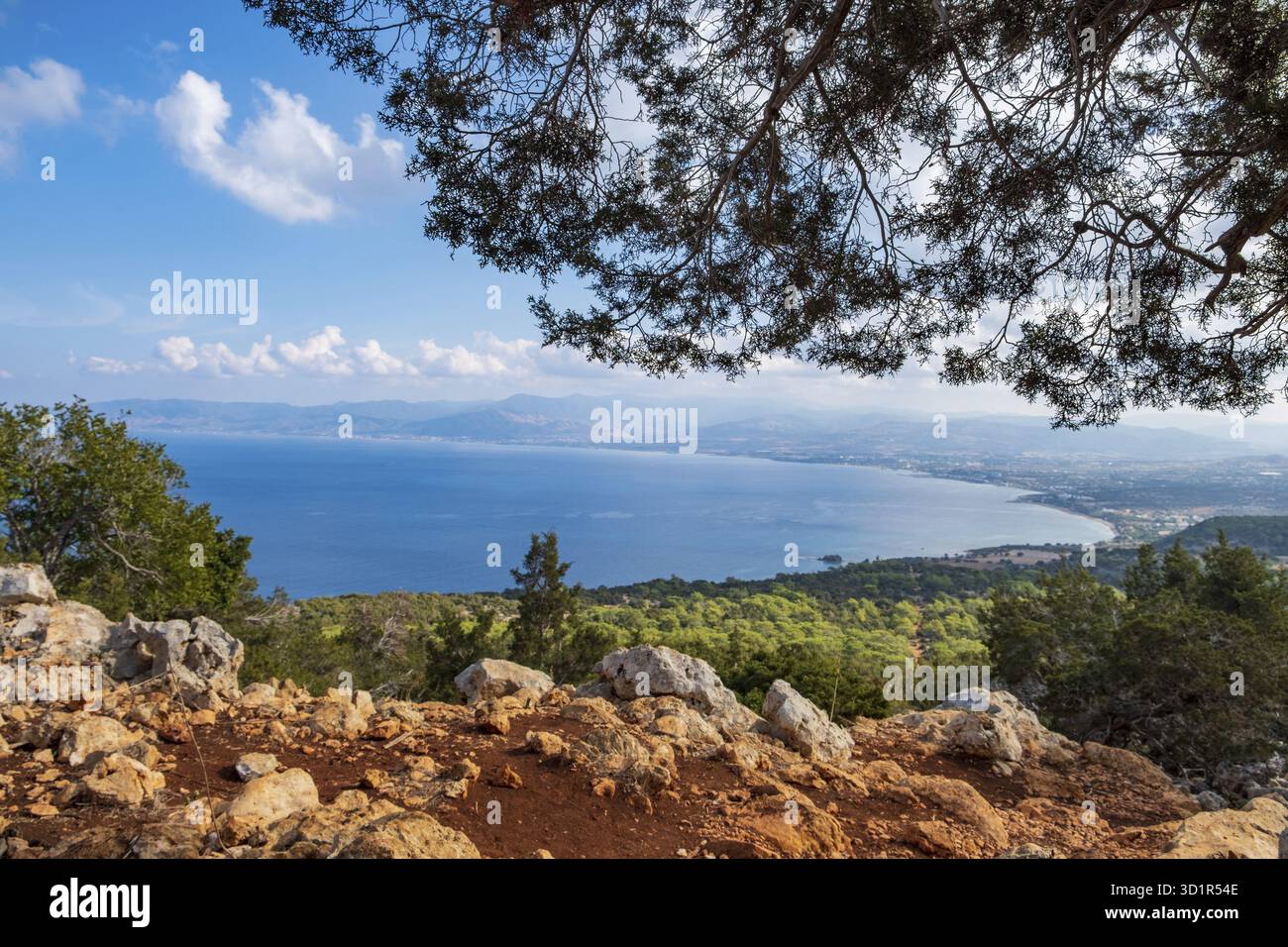 Aerial view of the Mediterranean Sea towards Polis as seen from ...