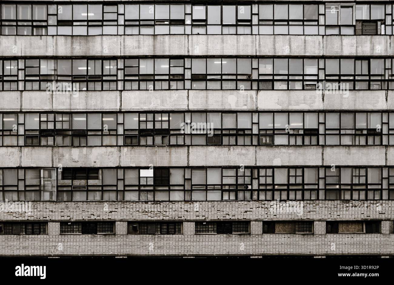 Vintage 70s housing in St. Petersburg Russia, grungy white brick wall ...