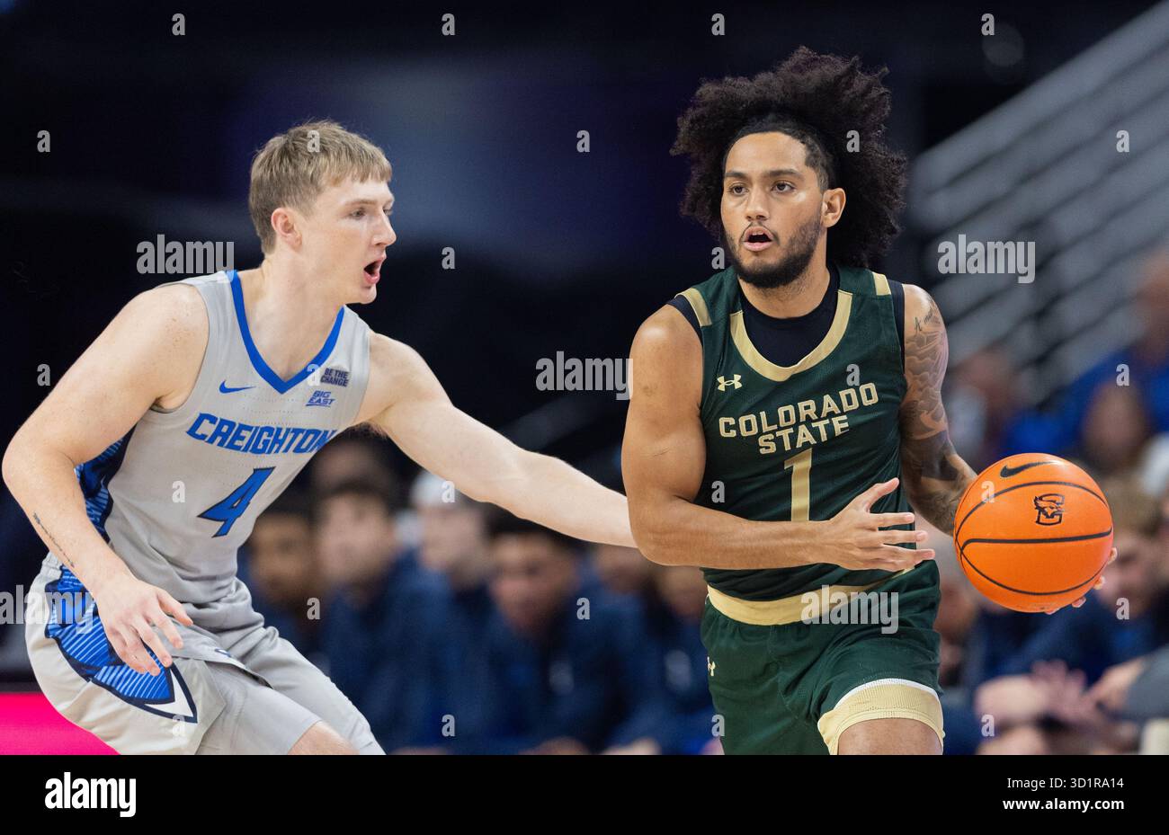 Colorado State's Josh Pascarelli (1) plays against Creighton's Josh Dix ...