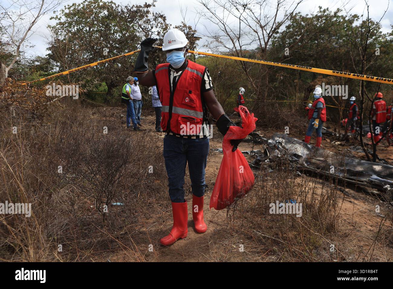 Red Cross officials collect samples Wednesday, Oct. 29, 2025, at the ...