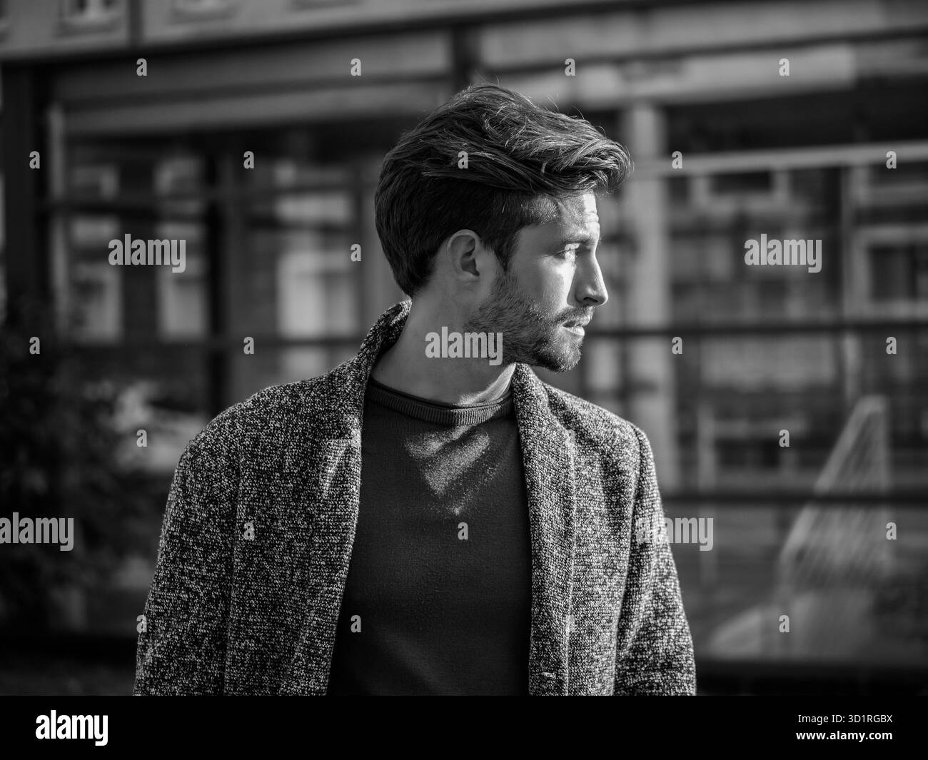 Attractive young man in white Black and White Stock Photos & Images - Alamy