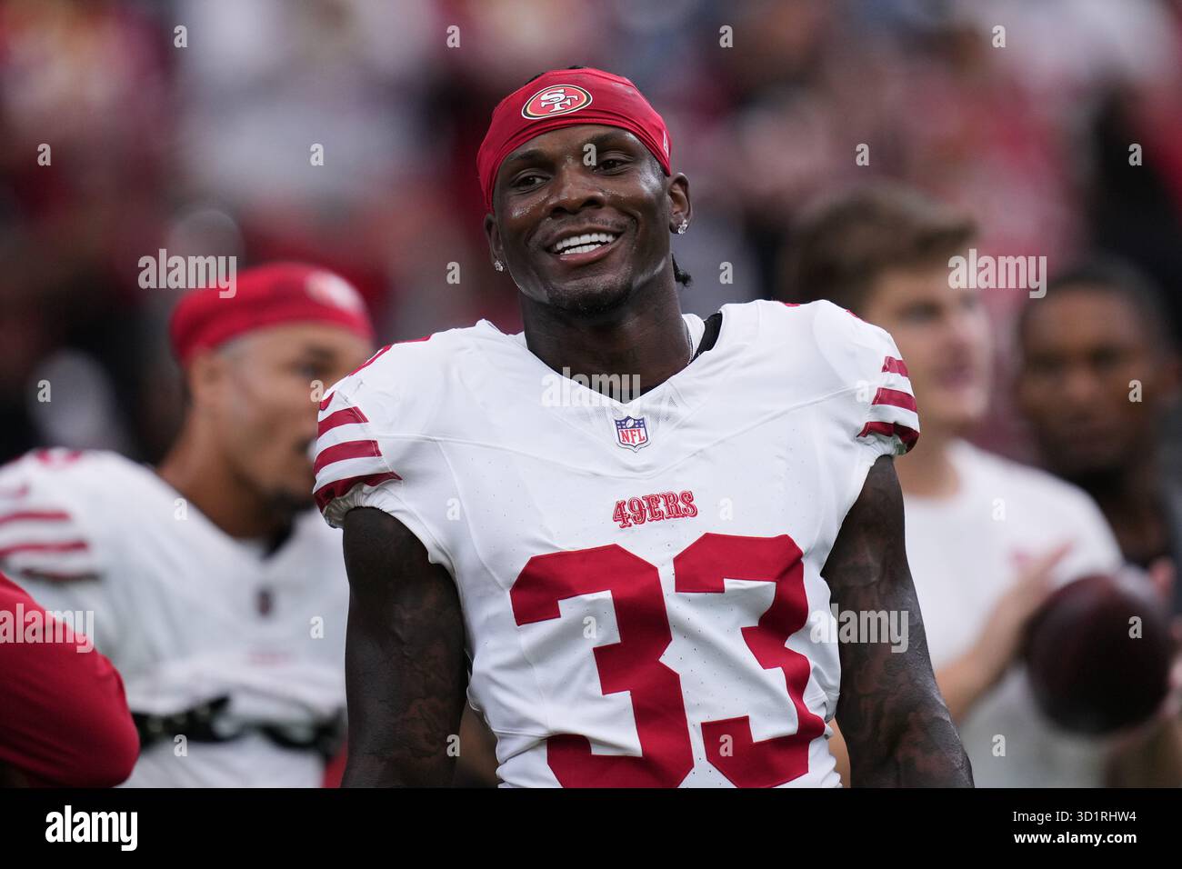 San Francisco 49ers cornerback Siran Neal (33) before an NFL football ...