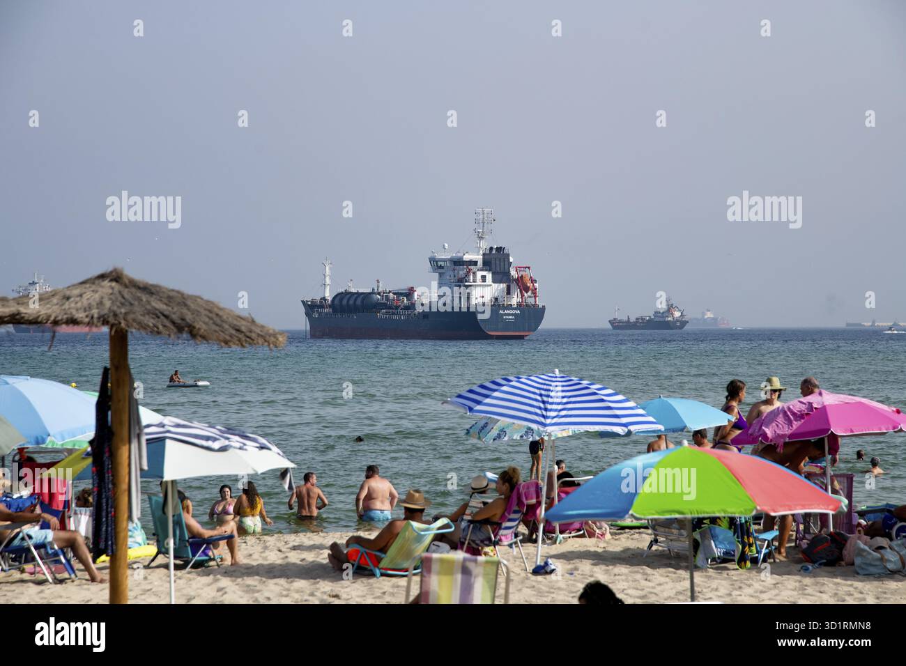 Palmones, Cadiz - Spain - 08-25-2024: The image shows a beach with ...