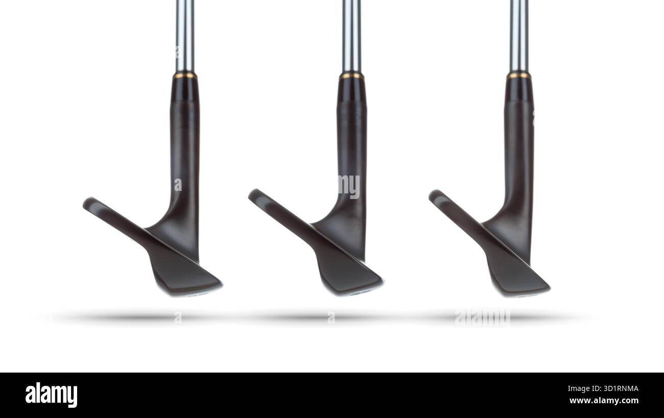 Toes of Black Golf Club Wedge Irons Showing Various Loft Angles of ...