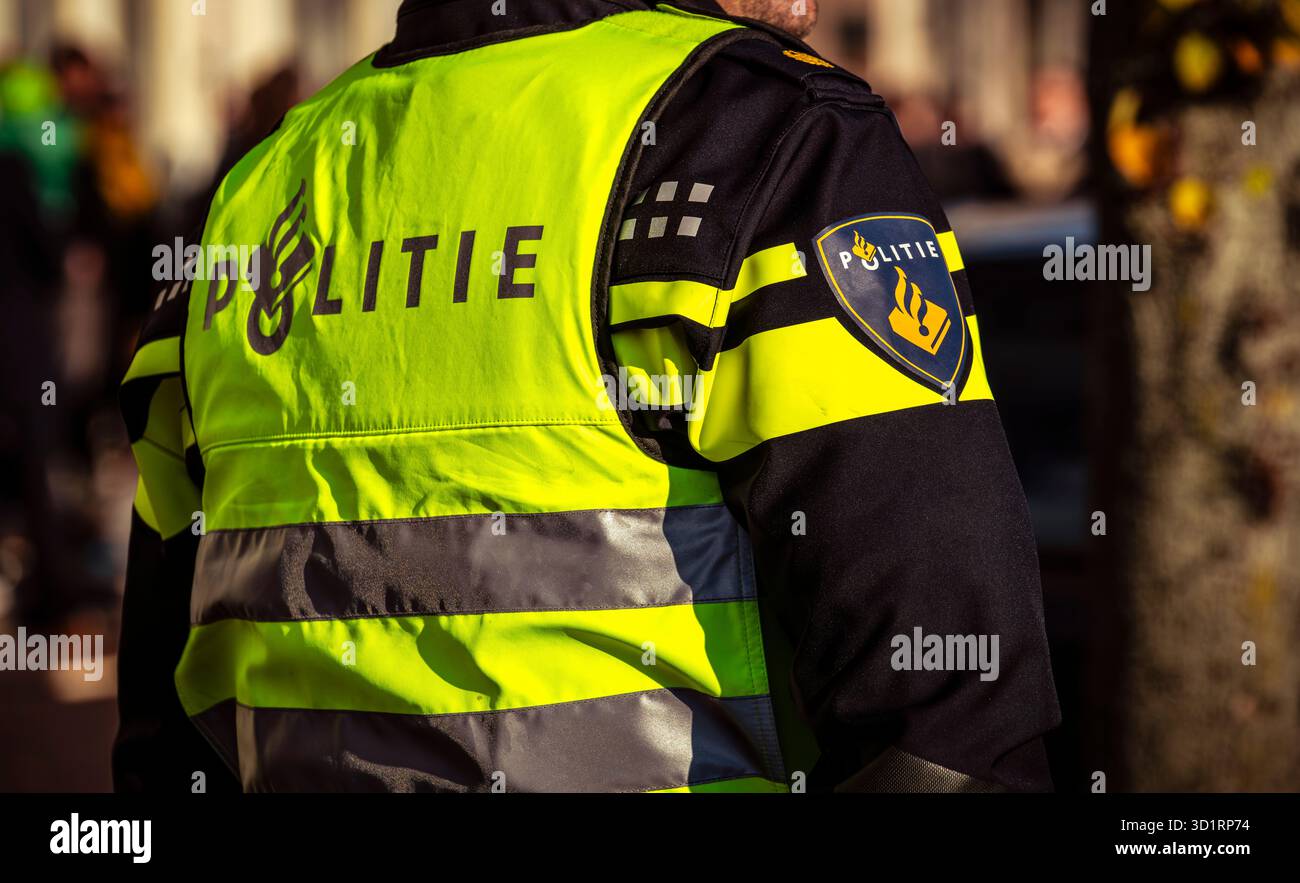 Dordrecht, Netherlands – November 17, 2018. A Dutch police officer seen ...