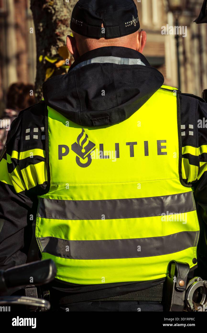 Dordrecht, Netherlands – November 17, 2018. A Dutch police officer on ...