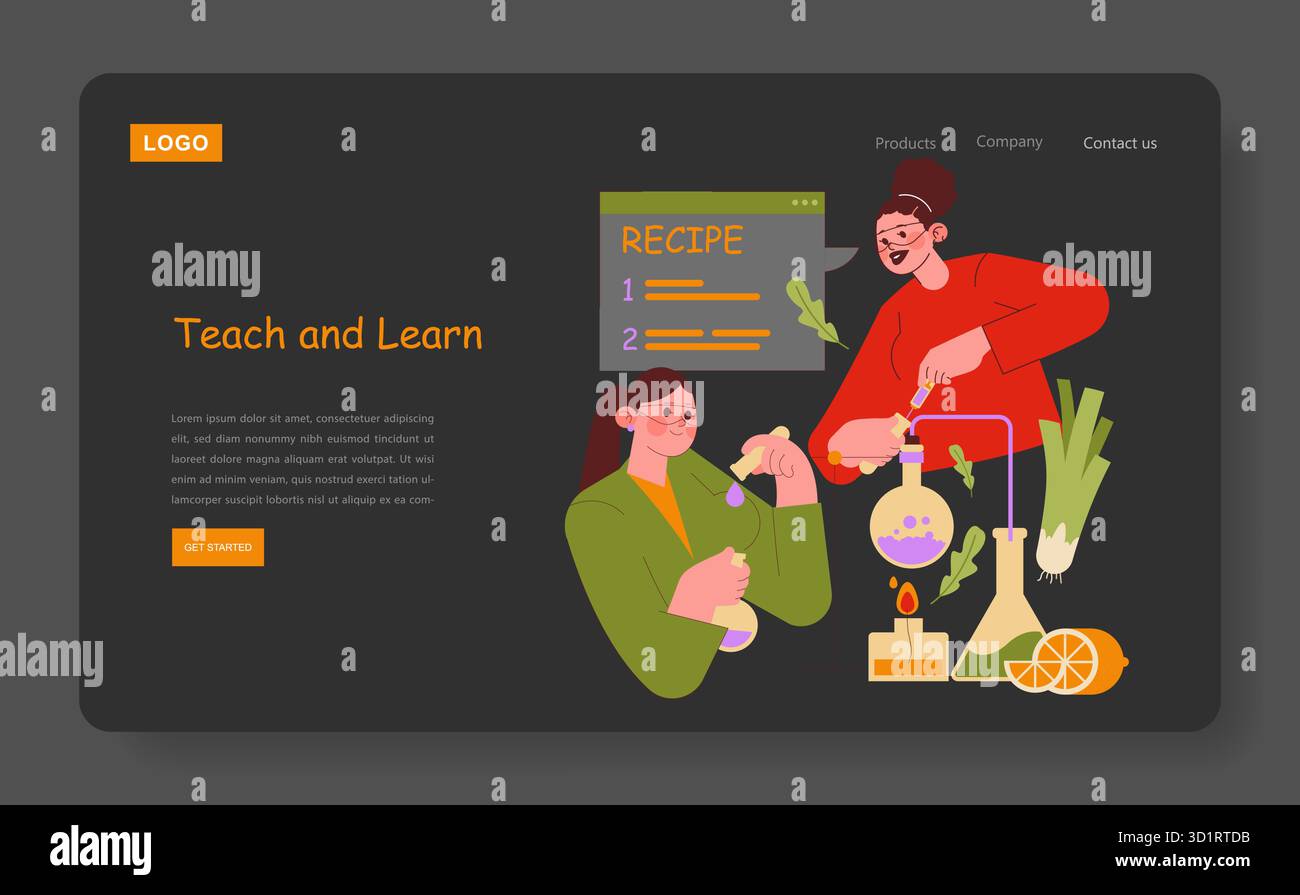 Vector illustration of a landing page design for a digital chemistry ...