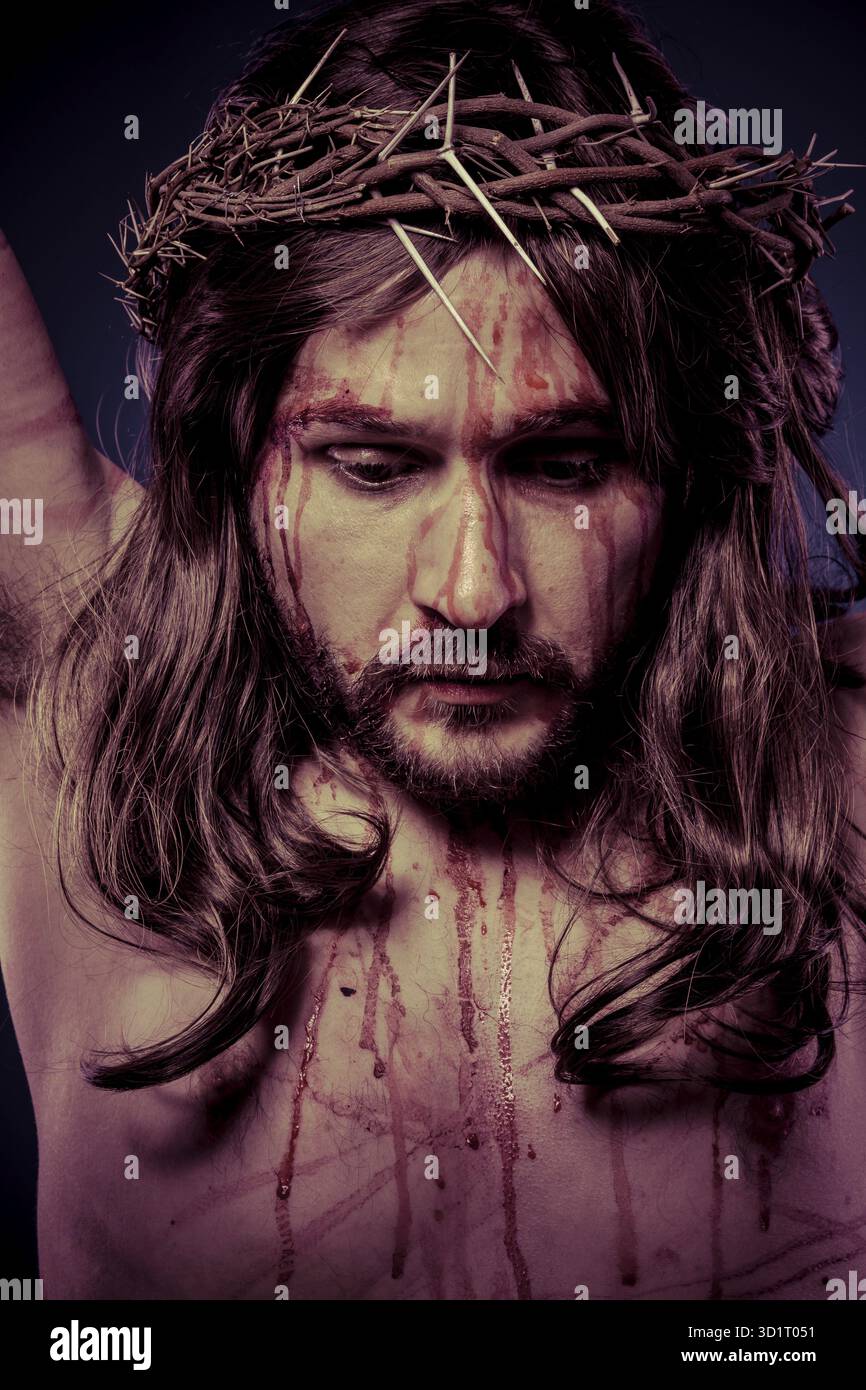 Bible, representation of Jesus Christ on the cross Stock Photo - Alamy