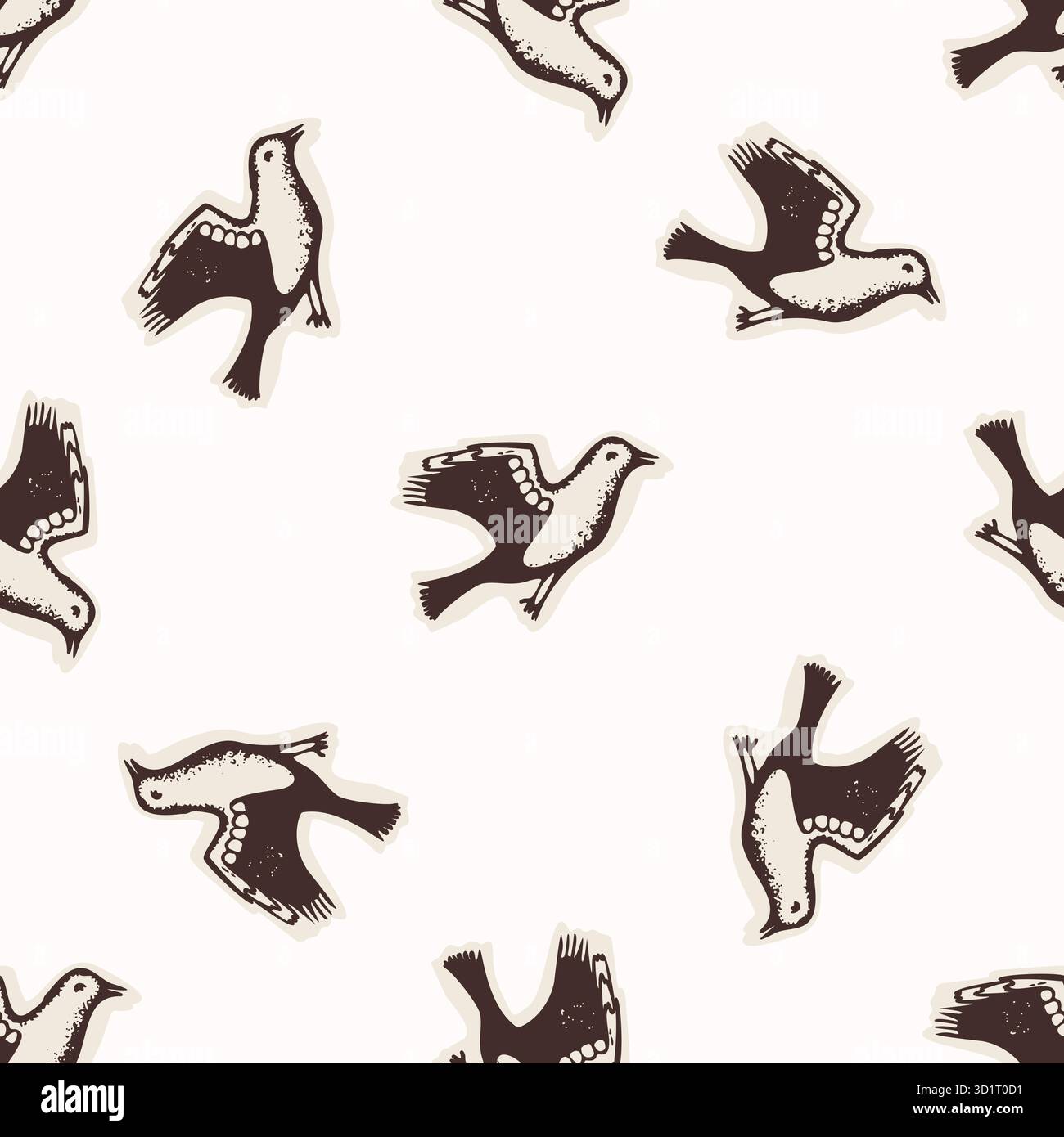 Christian holy dove hand drawn seamless vector pattern. Religious home ...