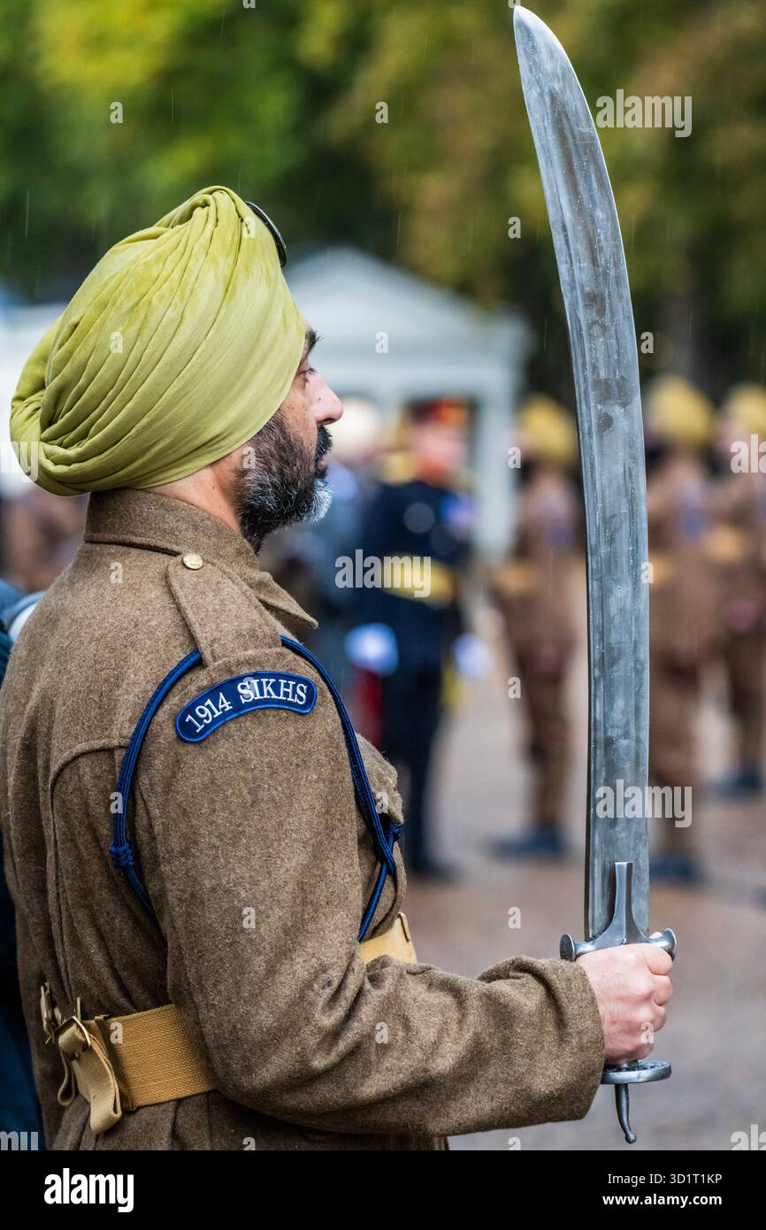 London, UK. 29 Oct 2025. The 1914 Sikhs Ceremonial Marching Troop in ...
