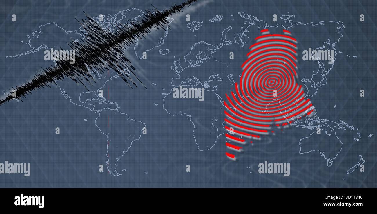 Seismic activity earthquake Maine map Richter scale Stock Photo - Alamy